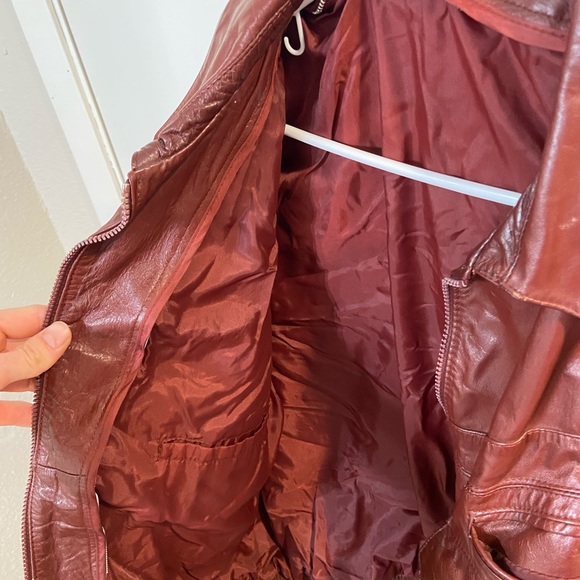 Vintage | Jackets & Coats | Mens Vintage Red Leather Bomber Jacket ...